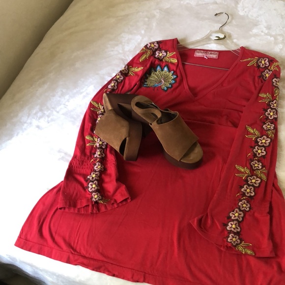 Johnny Was | Dresses | Johnny Was Red Embroidered Dress | Poshmark